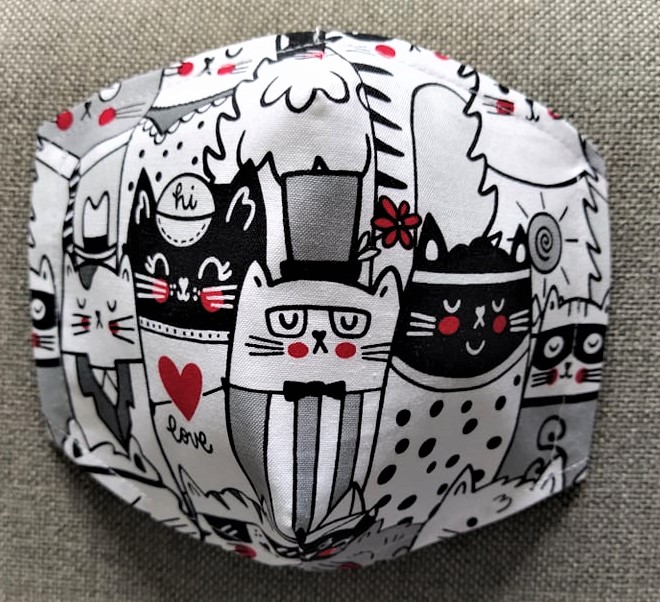 Rouška Designová Zaláskované kočičky – Potvor - pomáhat tvořit