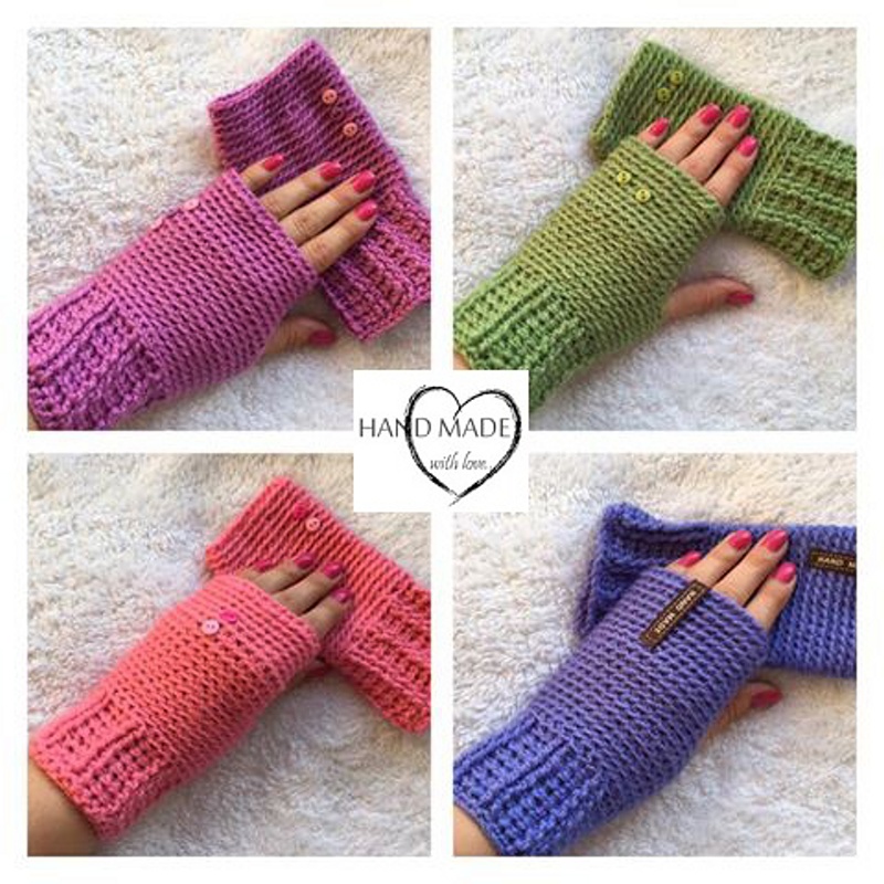 Háčkované návleky na ruce - bezprstové rukavice – Potvor - pomáhat tvořit