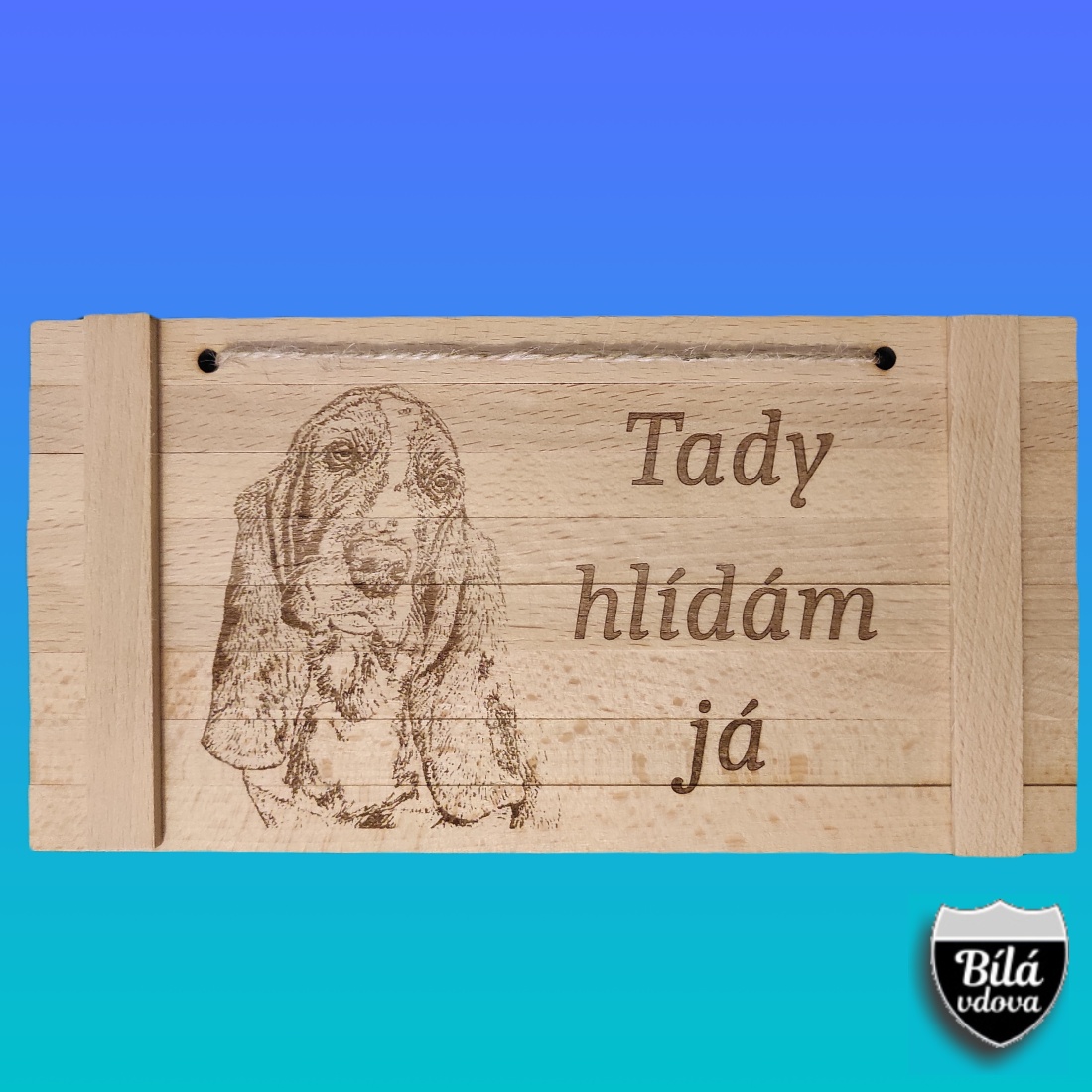 Dřevěná Cedule Tady Hlídám Já Baset Potvor Pomáhat Tvořit