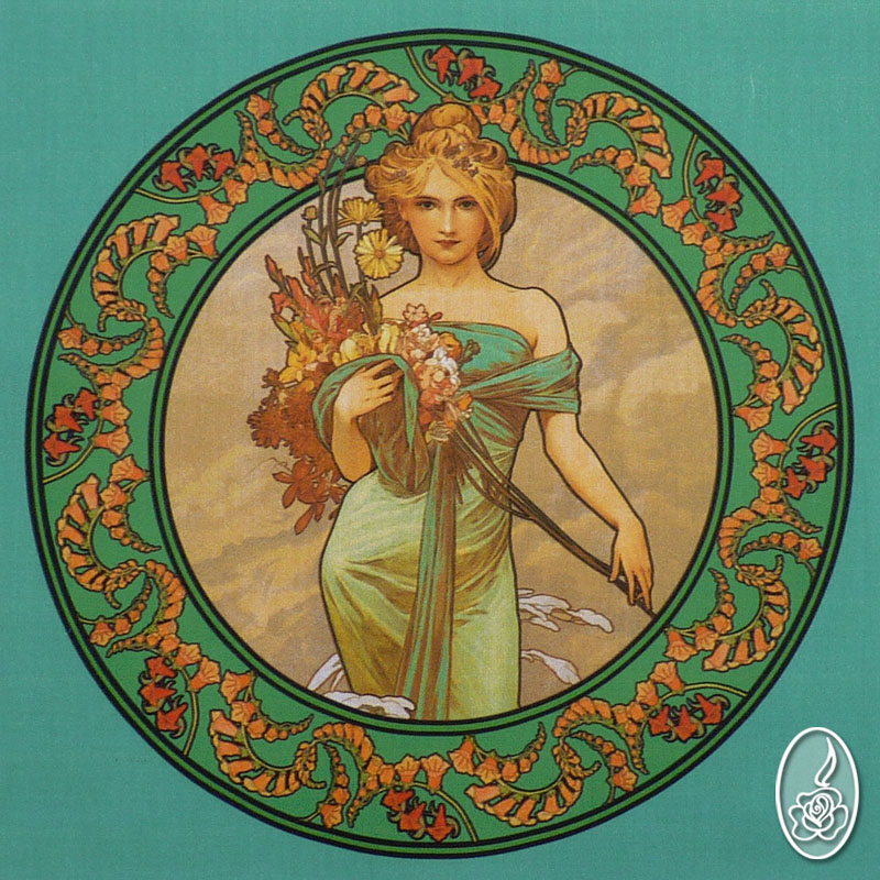 Látkový Obraz Alfons Mucha Jaro Smaragdové Potvor Pomáhat Tvořit