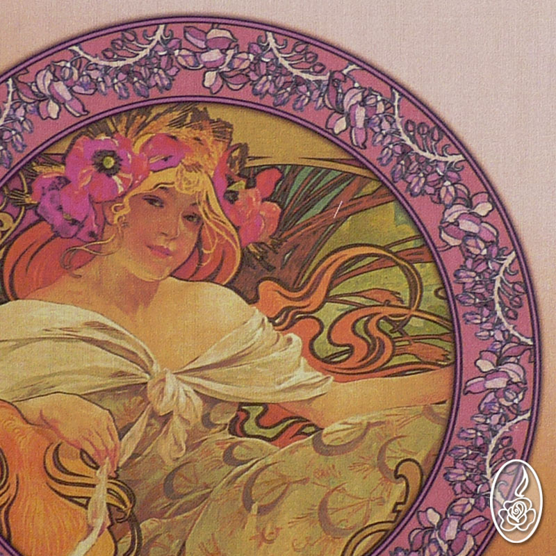 Látkový obrázek Alfons Mucha - Dívka s květinami – Potvor - pomáhat tvořit