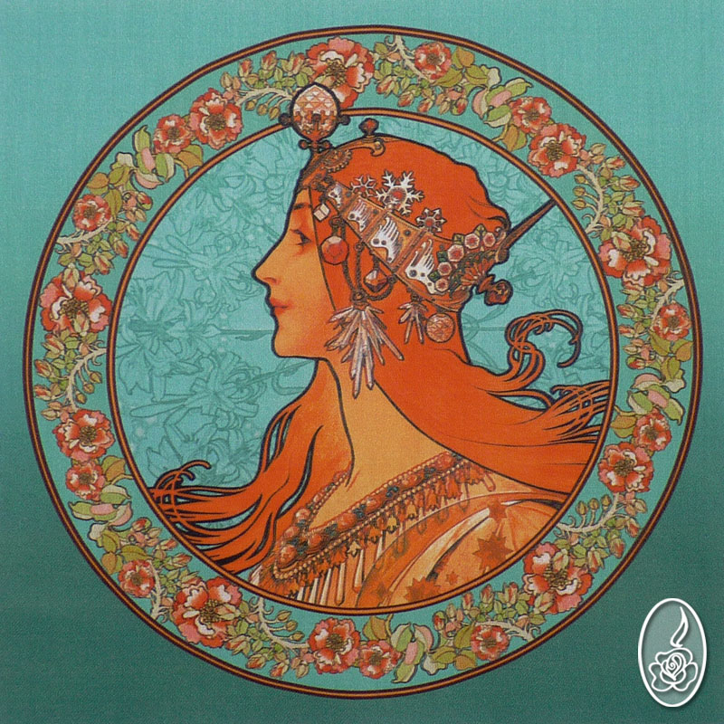 Látkový obrázek Alfons Mucha - Dáma s čelenkou – Potvor - pomáhat tvořit