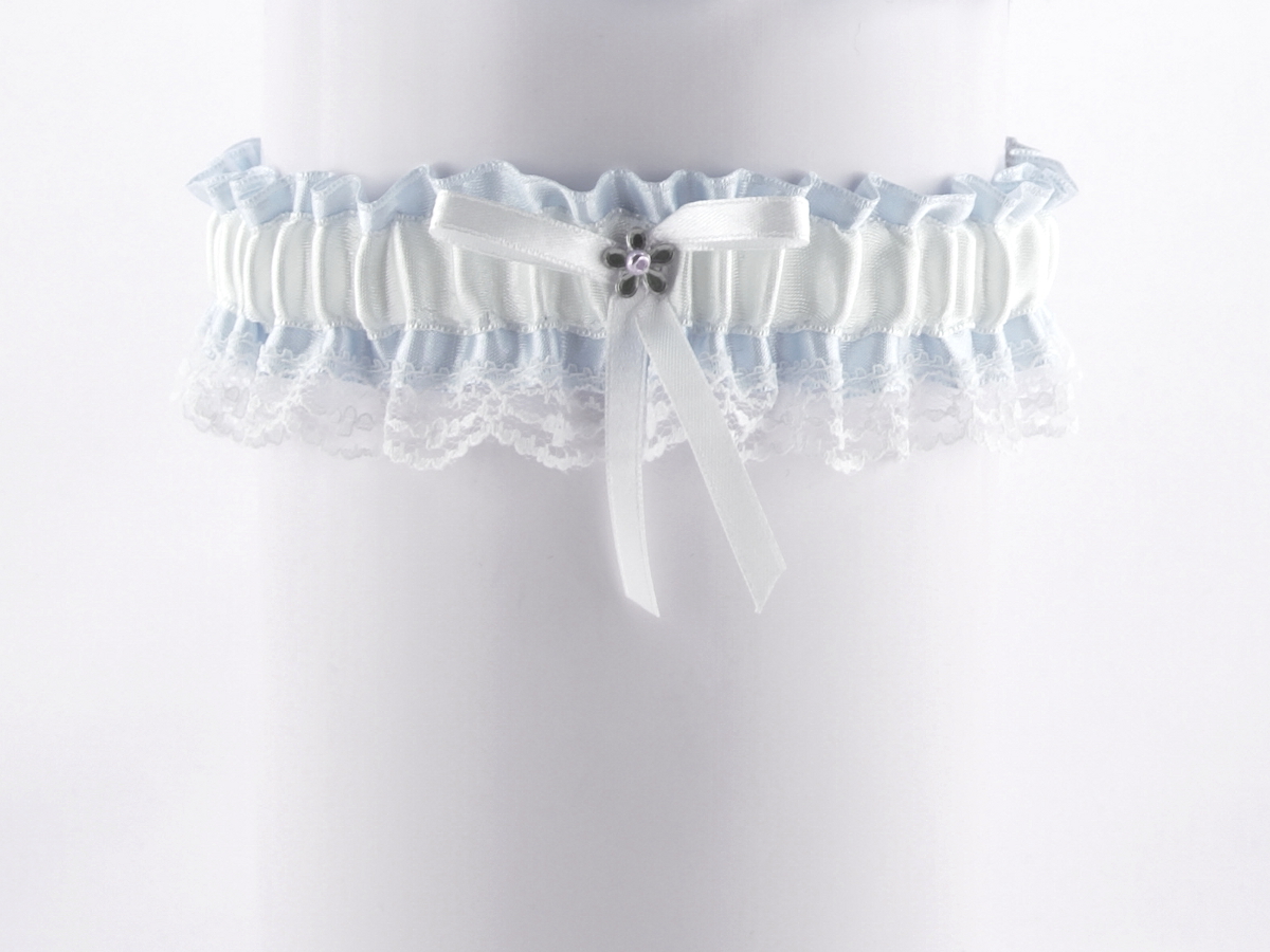 Podvazek pro nevěstu modrý s krajkou 07C1 – Potvor - pomáhat tvořit