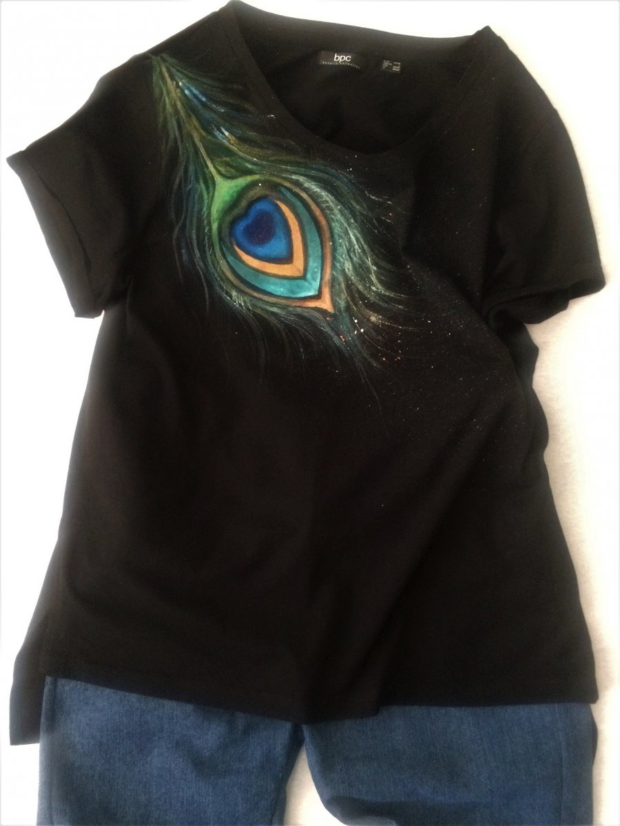 Tričko tunika Paví pírko – Potvor - pomáhat tvořit