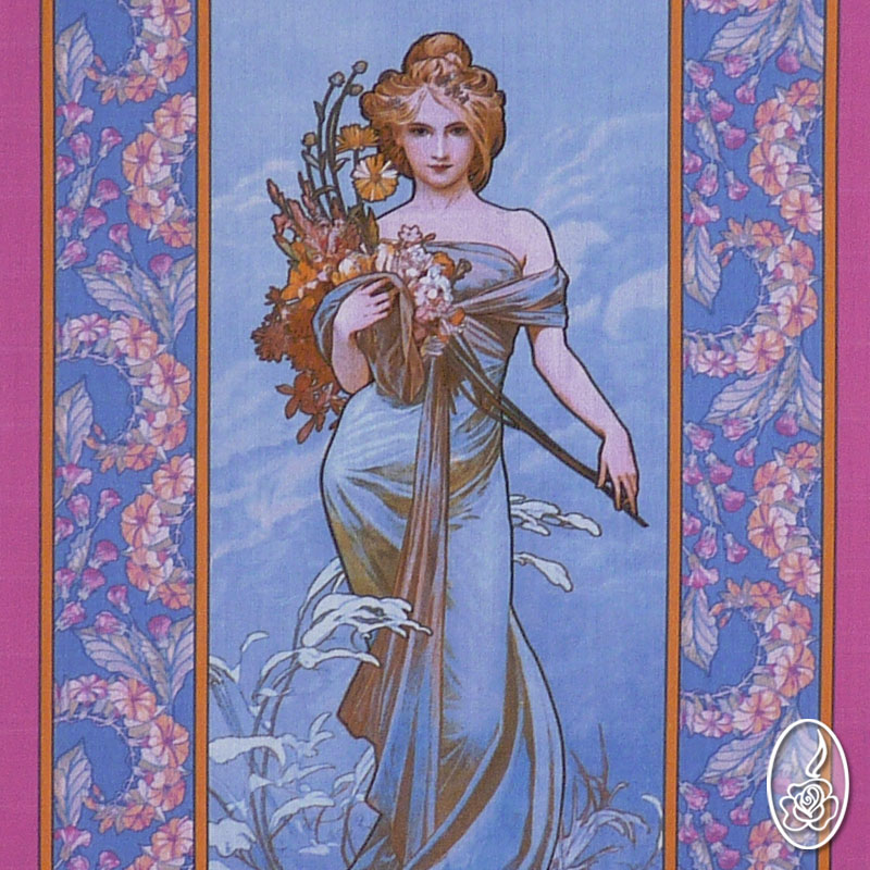 Látkový Panel Alfons Mucha Jaro Modrorůžové Potvor Pomáhat Tvořit