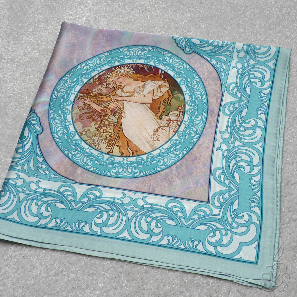 Saténový šátek Alfons Mucha Jaro Potvor Pomáhat Tvořit