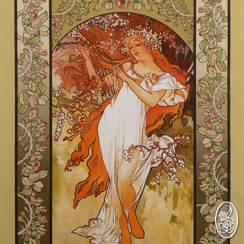 Látkový obrázek Alfons Mucha - Jaro 9 – Potvor - pomáhat tvořit