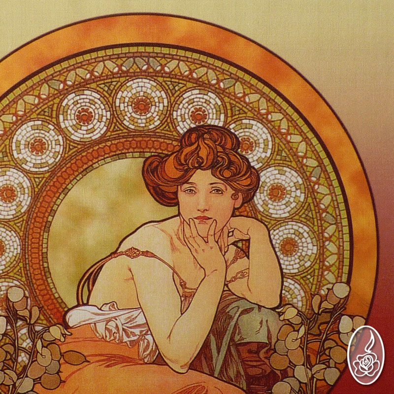 Látkový obrázek Alfons Mucha - Topaz 9 – Potvor - pomáhat tvořit