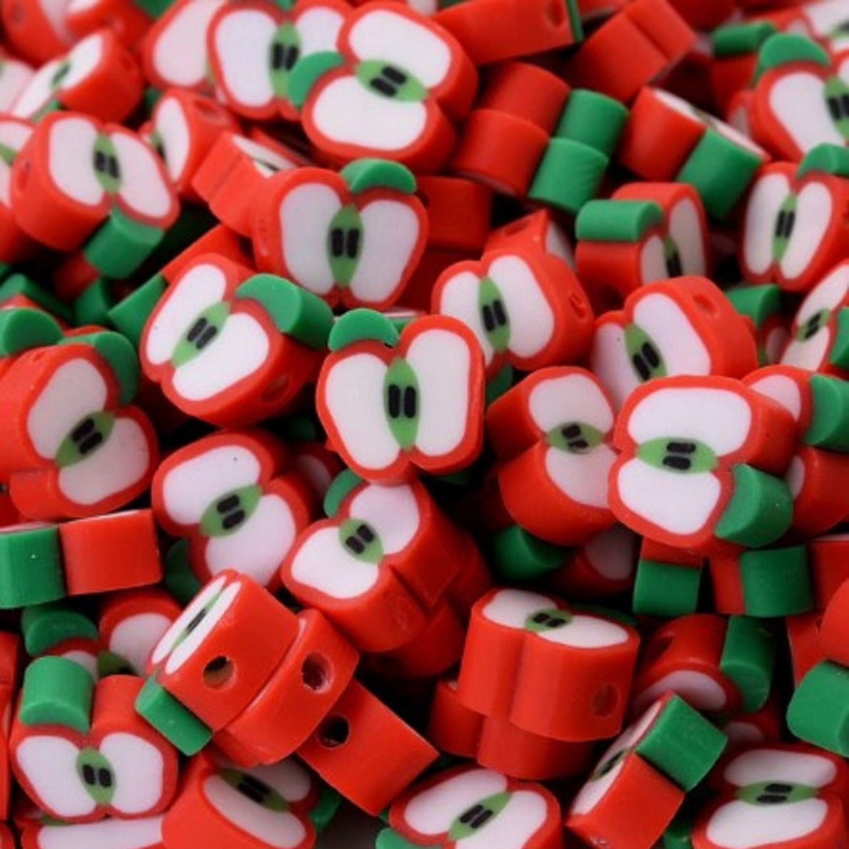 Korálky Polymer Jablíčka Sada 10 Ks Potvor Pomáhat Tvořit
