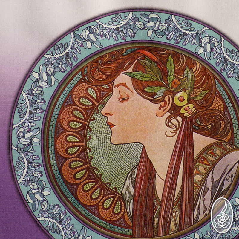 Látkový obrázek Alfons Mucha - Vavřín fialový – Potvor - pomáhat tvořit