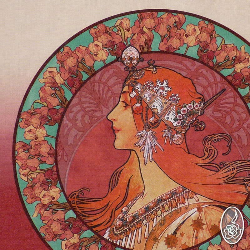 Látkový obrázek Alfons Mucha - Dáma s čelenkou 3 – Potvor - pomáhat tvořit