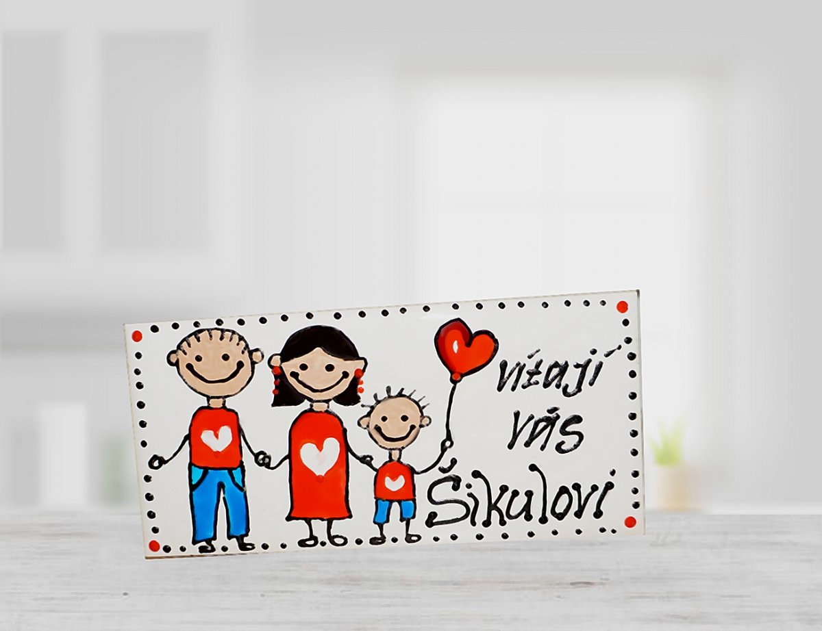 Dveřní cedulka - rodina – Potvor - pomáhat tvořit