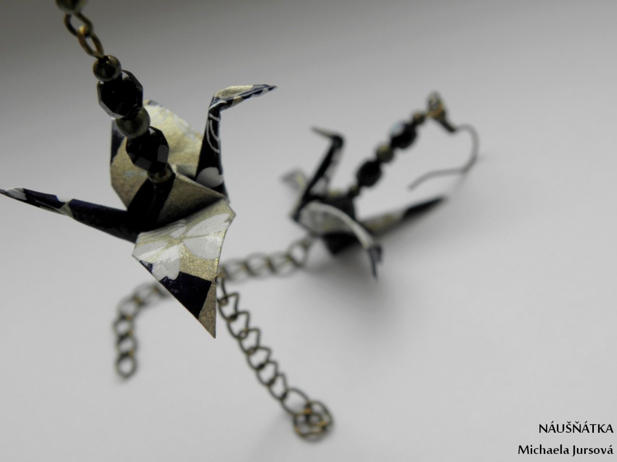 - origami crane - jeřáb, náušnice – Potvor - pomáhat tvořit