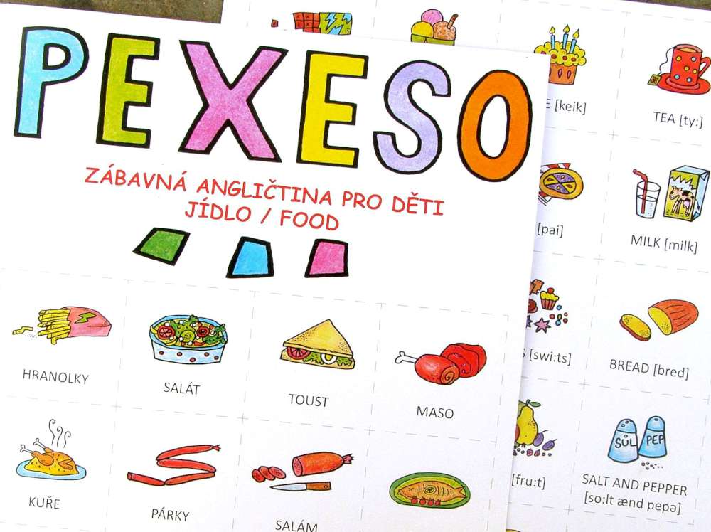 Pexeso Zábavná angličtina - jídlo – Potvor - pomáhat tvořit