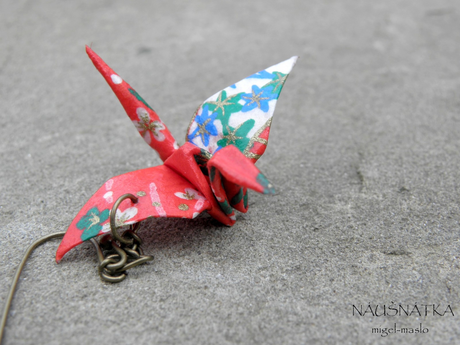 peaceful - origami náušničky - jeřáb – Potvor - pomáhat tvořit